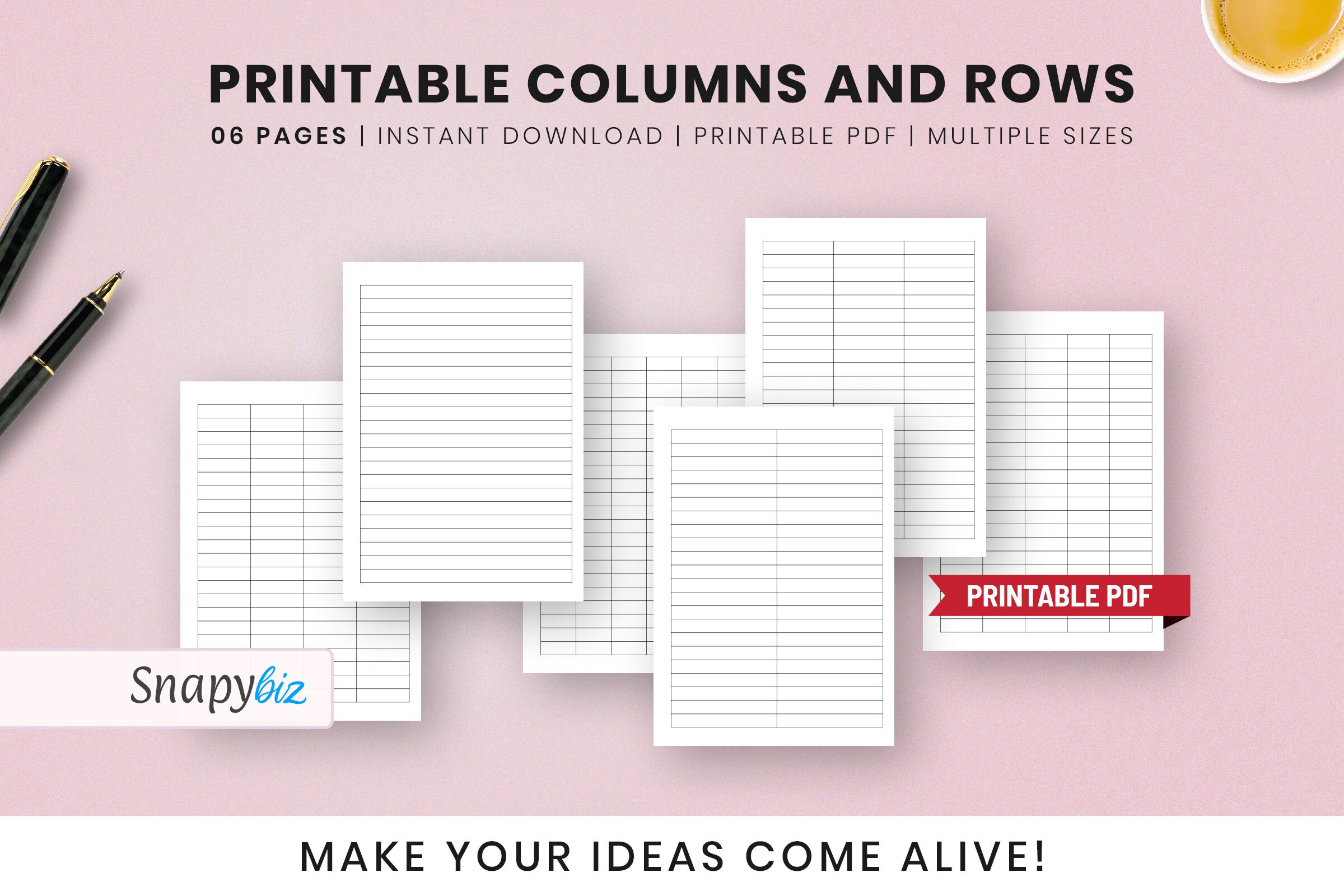 Printable Blank Columns Charts With Header One Two Three - Etsy Canada