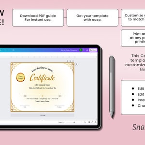 Editable Gold Certificate Templates, Editable Canva Certificate, Beauty ...