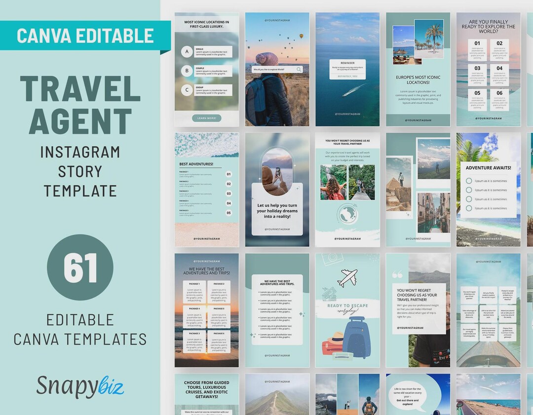Travel Agent Instagram Story, Canva Editable Template, Travel Agency ...