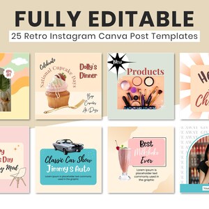 Retro Instagram Templates, Editable Retro Instagram Post, Vintage ...