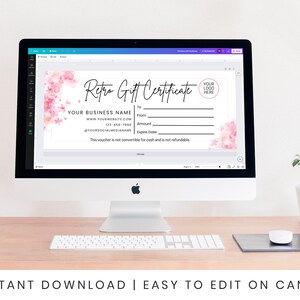 Retro Gift Certificate Template Canva, Downloadable Gift Certificate ...