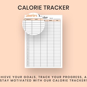 Printable Calories Tracker Checklist PDF Digital Calorie Tracking Sheet ...