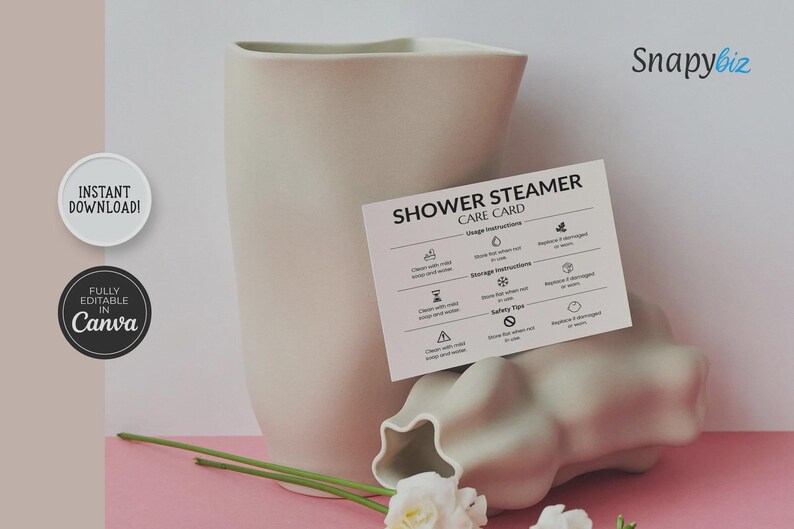 Printable Shower Steamer Care Card, Canva Editable Template, Bath Bomb ...