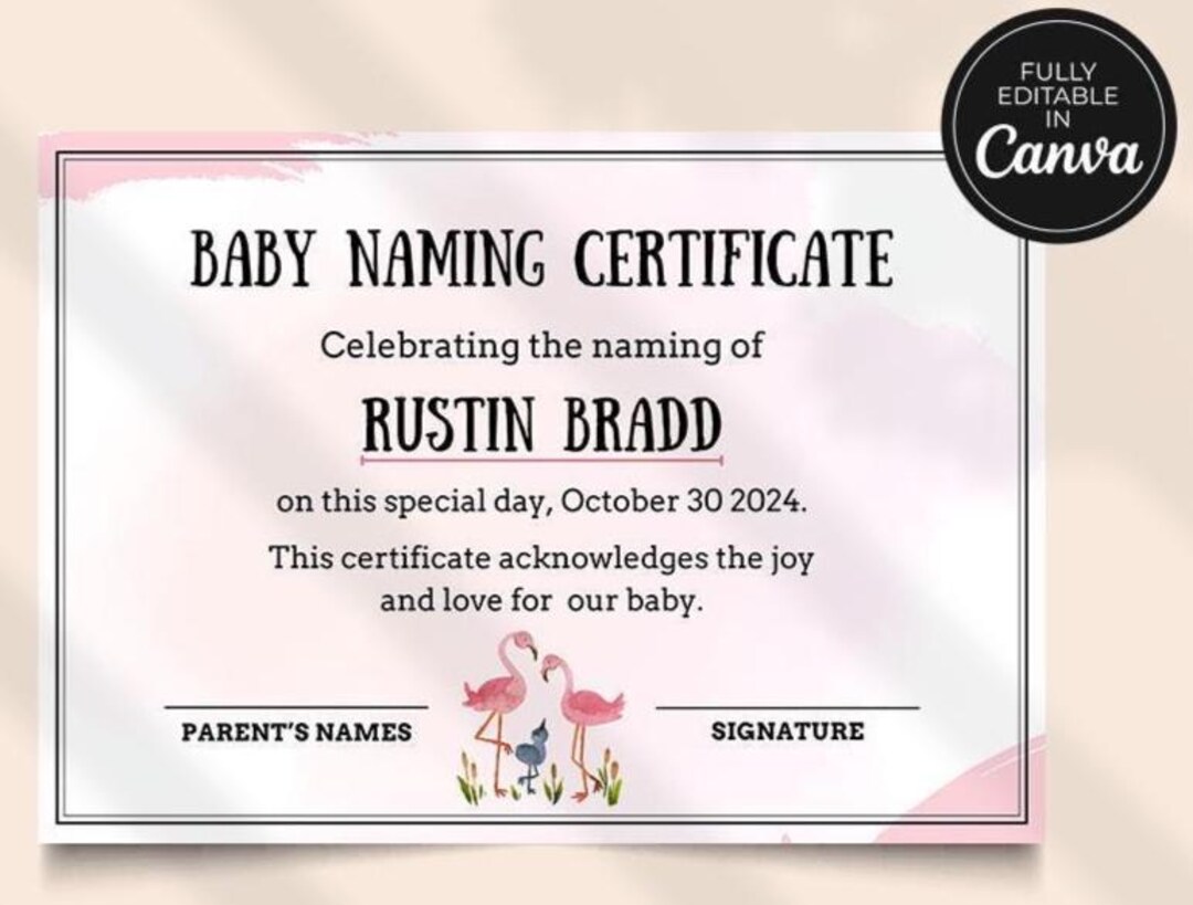 Personalized Baby Naming Certificate, Christening, Baptism Keepsake - Etsy