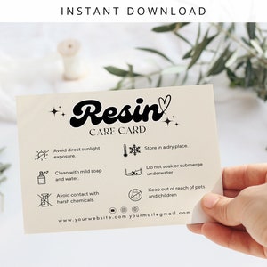 Editable Resin Care Guide Card Template, Customizable Resin Product ...