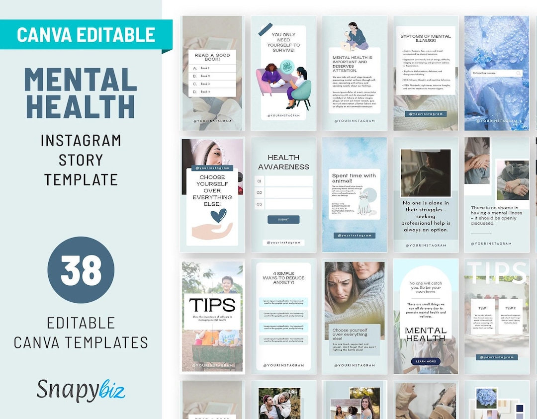 Canva Mental Health Instagram Story Templates, Editable Social Media ...