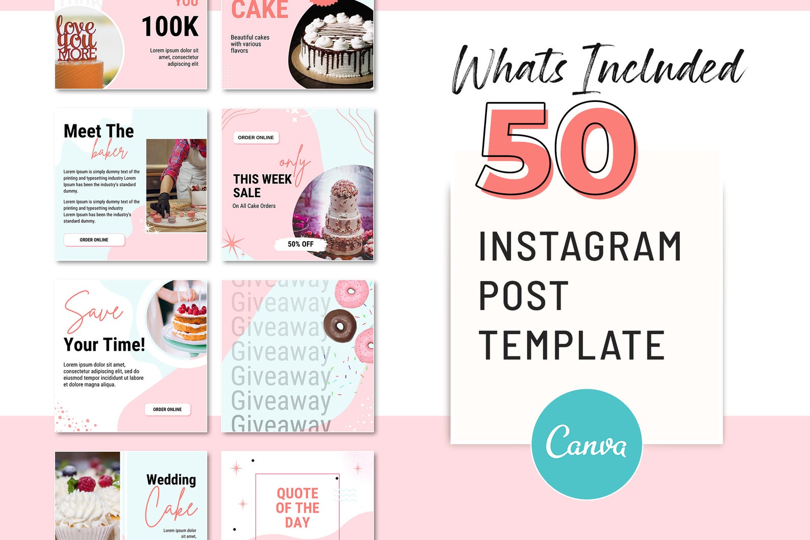 Bakery Canva IG Templates Baking Instagram Post Bakery - Etsy