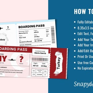 Scratch Reveal Surprise Boarding Card, Editable Airline Ticket Canva ...