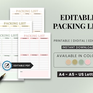 Editable Packing List Family Packing List Family Packing List for ...