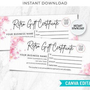 Retro Gift Certificate Template Canva, Downloadable Gift Certificate ...