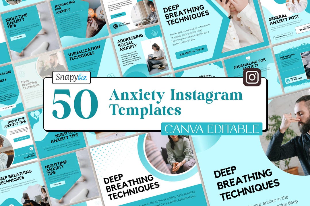 Anxiety Templates, Editable Canva Instagram, Social Media Coach ...