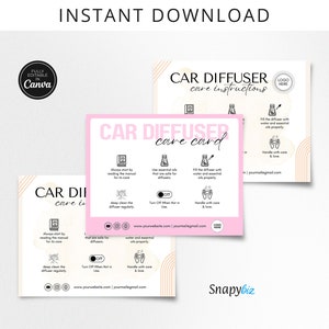 Editable Car Diffuser Care Card Instructions, Canva Template Diffuser ...