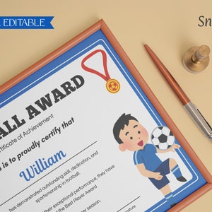 Editable Football Award Certificates Award Ceremony Certificates End of ...
