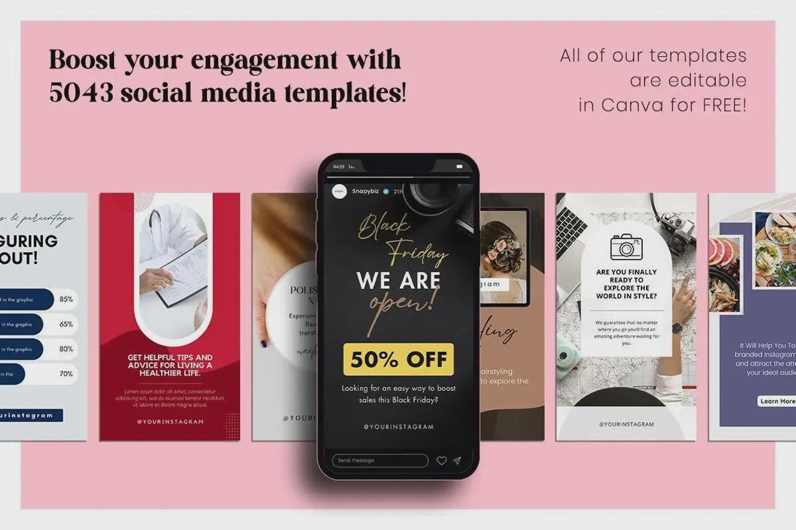 5000 Social Media Template Bundle Canva Editable Custom Business ...