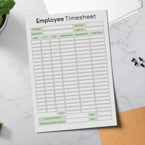 Fillable Employee Timesheet Printable Planner PDF, Work Time Tracker ...