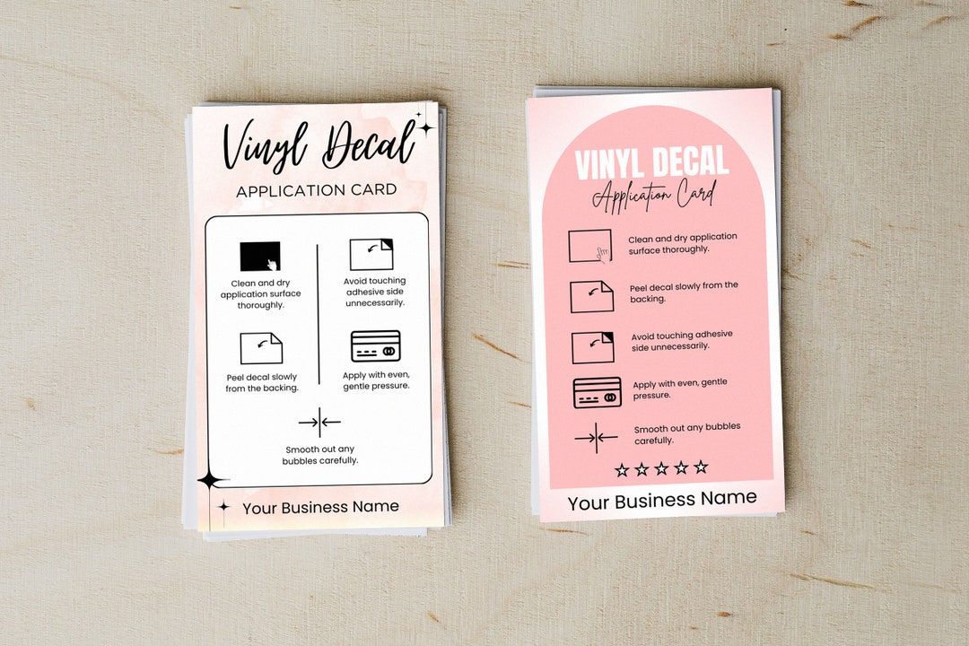 Vinyl Decal Application Card Template Vinyl Decal Application Card ...