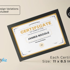 Editable Certificate of Completion Canva Template Printable Completion ...