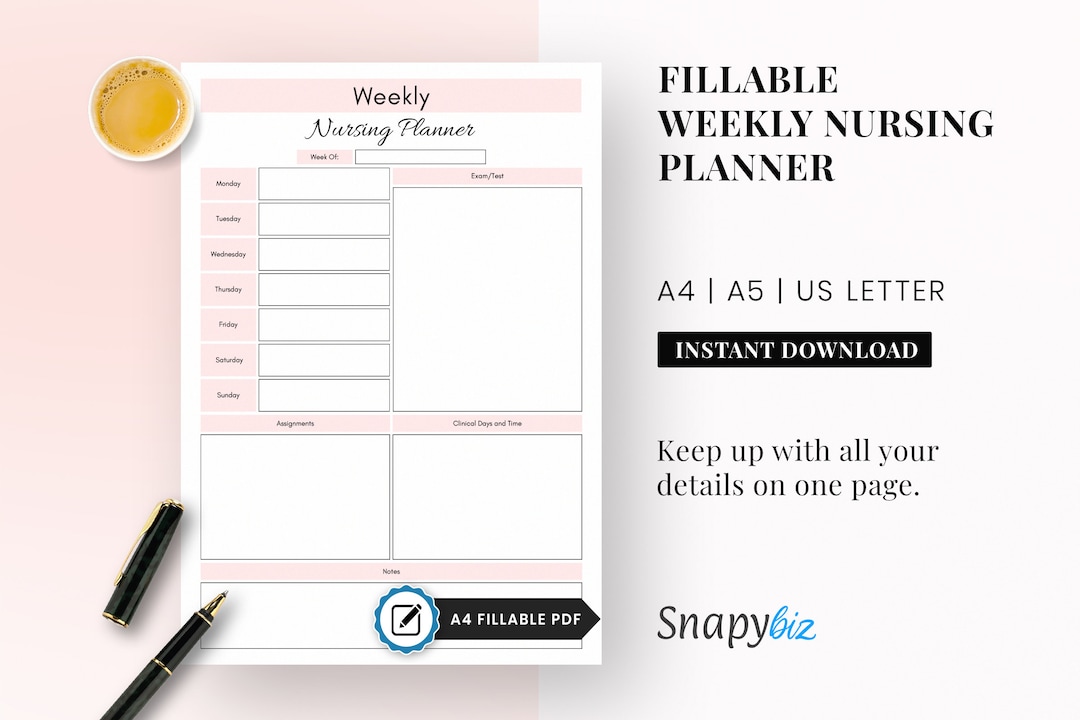 Nursing Weekly Planner, Nursing Study Plan, Nursing Class Notes ...