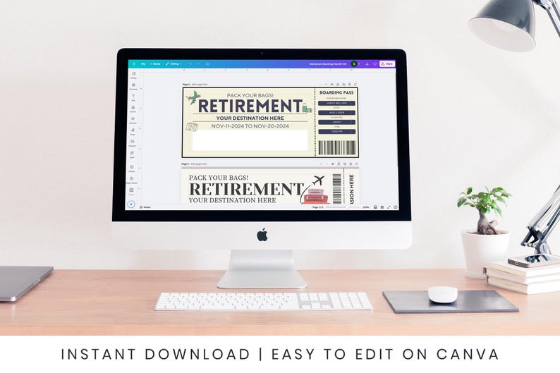 Retirement Boarding Pass, Editable Canva Ticket Invitation - Etsy