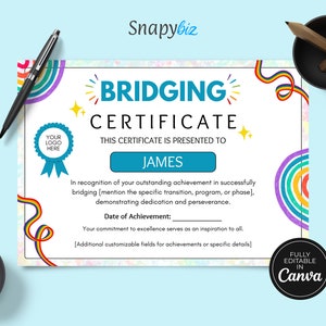 Editable Girl Scout Bridging Certificate, Canva Template (digital ...