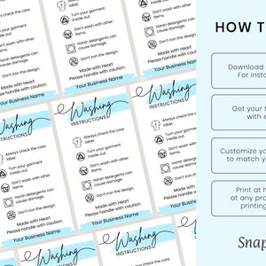 Washing Instructions Care Card Template, Editable Washing Instructions ...
