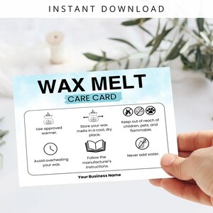 Editable Printable Wax Melts Care Card Canva Templates, Printable Wax ...