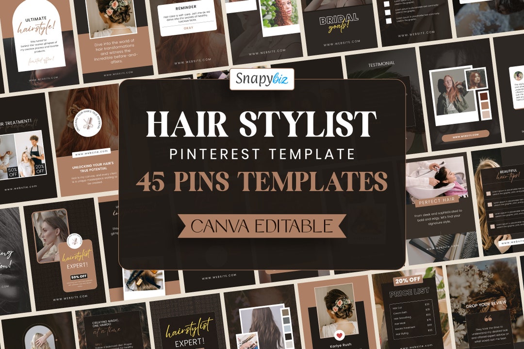 Hair Stylist Pinterest Template Editable, Hair Beauty Salon Social ...