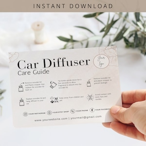 Printable Car Reed Diffuser Care Guide Canva Template, Editable Car ...