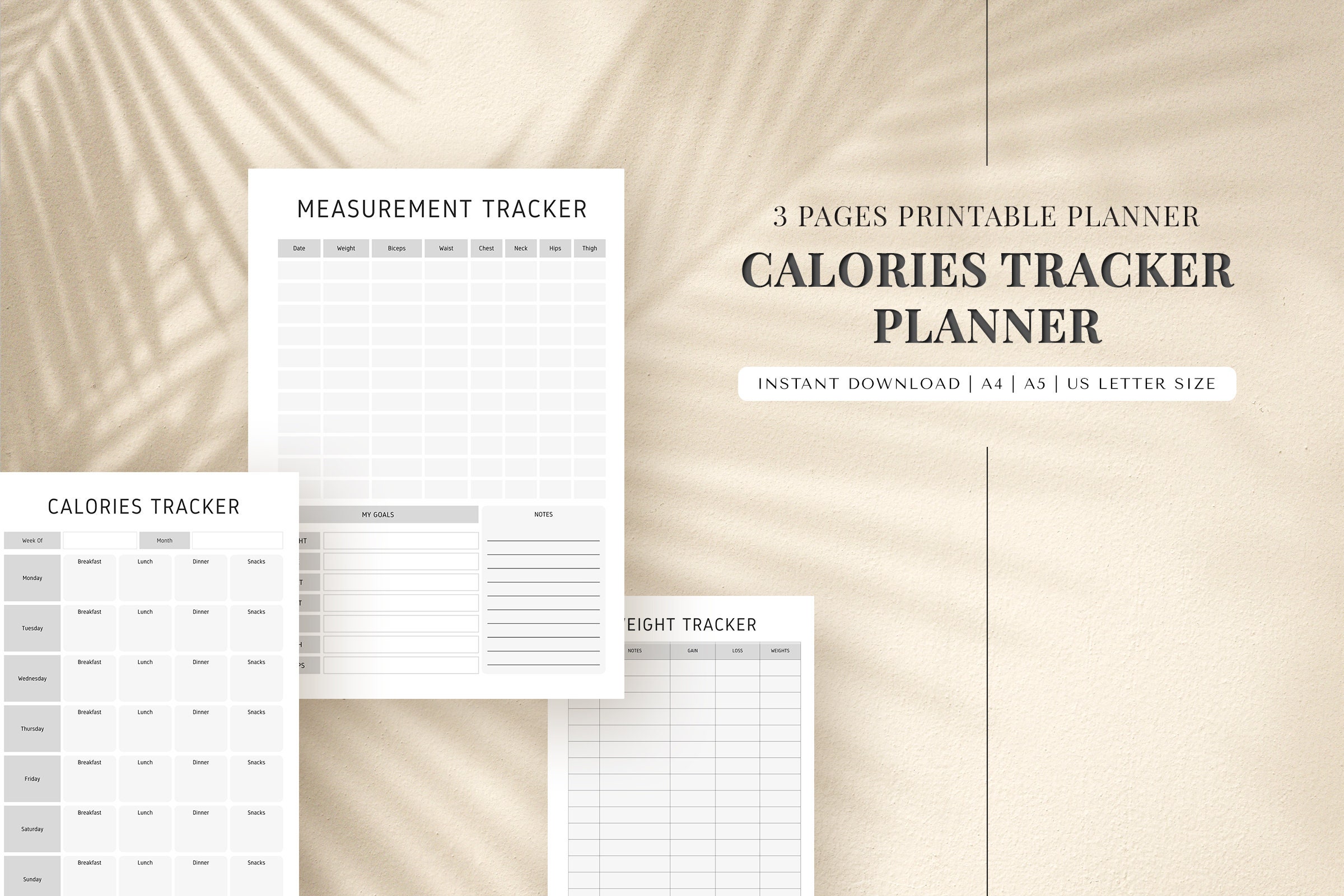 Calories Tracker Printable Planner Calorie Tracker - Etsy