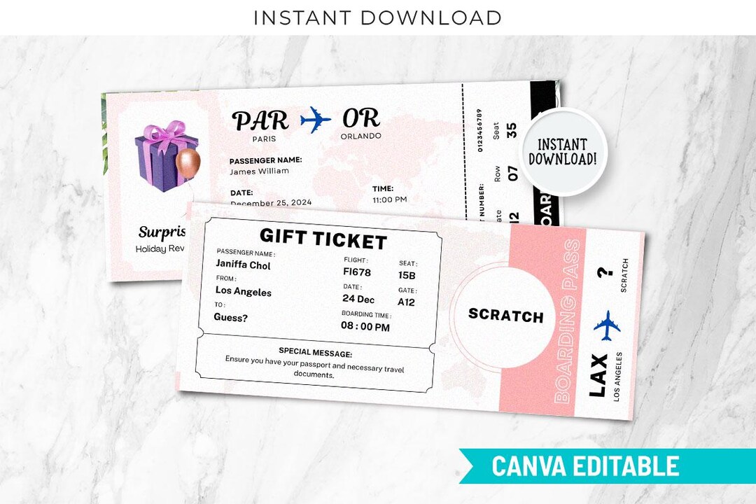 Personalized Gift Surprise Holiday Scratch Card, Editable Canva ...