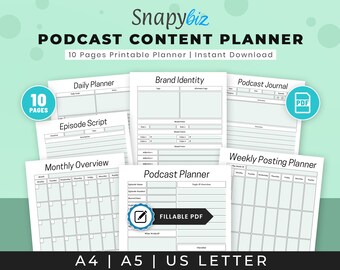 Podcast Planner Digital Printable Podcast Content Planner Podcast ...