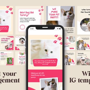 Pet Instagram, Editable Canva Template, Pet Social Media, Digital ...