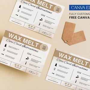 Customizable Wax Melt Care Card Instruction, Editable Wax Melt Care ...