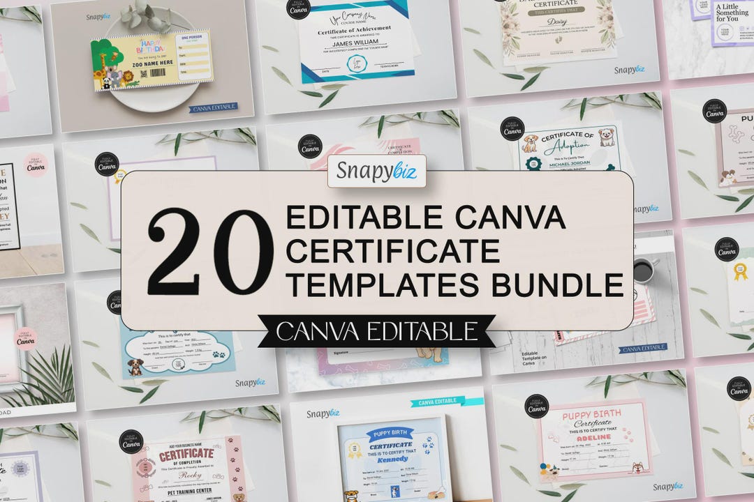 Canva Certificate Editable Template, Printable Award Completion ...