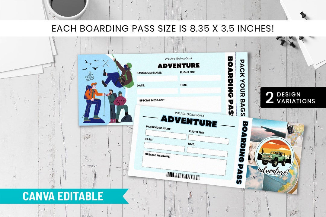 Editable Adventure Gift Ticket Voucher Canva Printable Templates ...