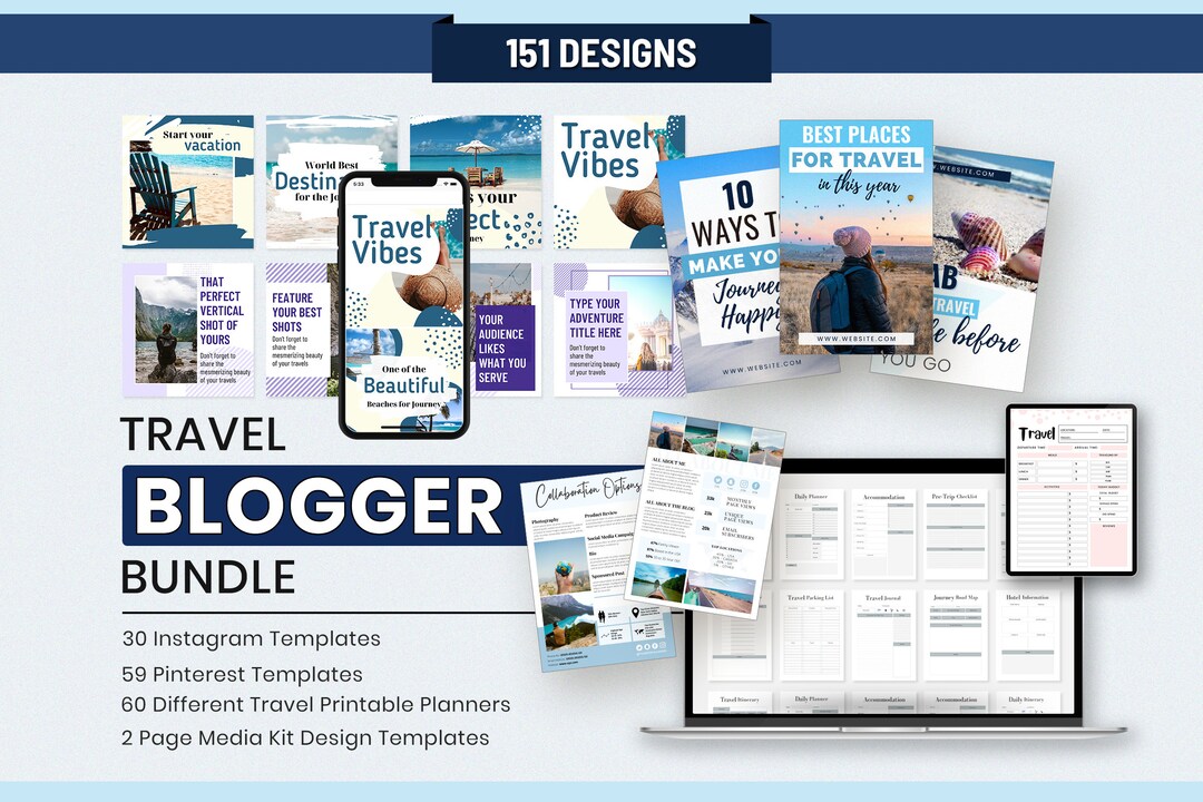 Travel Bundle Pack, Canva Social Media Template, Instagram Posts Design ...