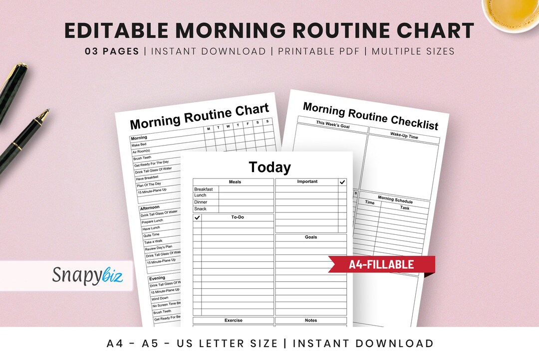 Fillable Printable Morning Routine Checklist, Printable Daily Routine ...