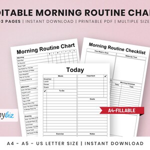 Fillable Printable Morning Routine Checklist, Printable Daily Routine ...