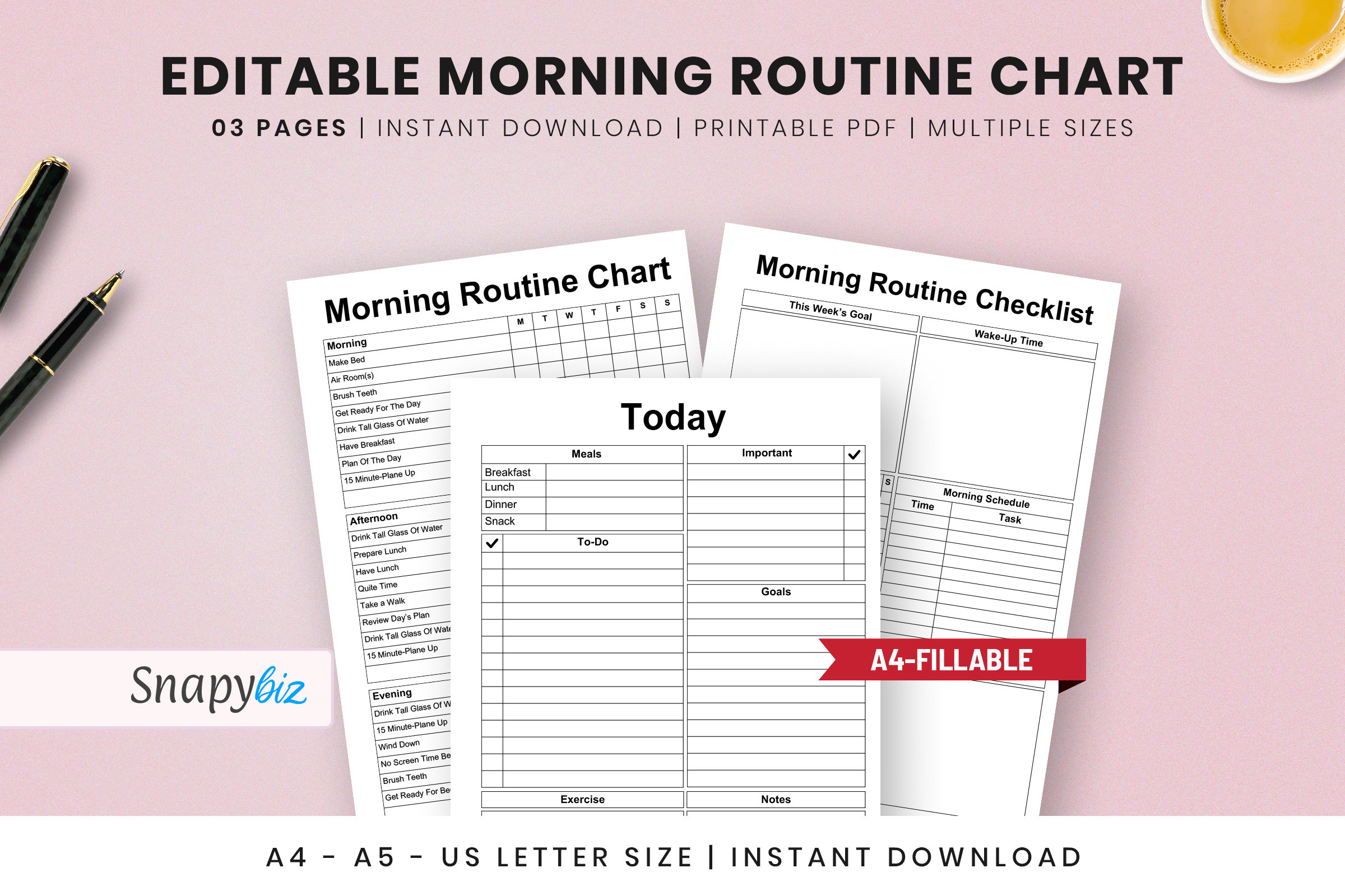 Fillable Printable Morning Routine Checklist, Printable Daily Routine ...