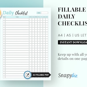 Printable Daily Checklist Tracker PDF, Before and After School ...
