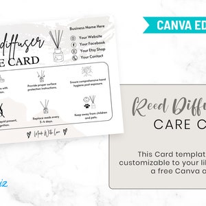 Reed Diffuser Care Card Canva Guide, Reed Diffuser Care Instructions ...