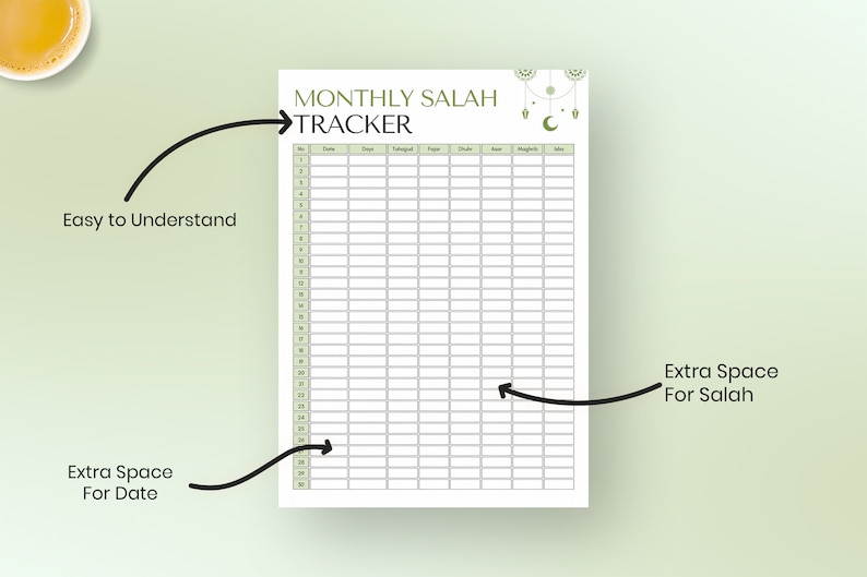 Monthly Salah Printable Daily Salah Log Islamic Prayer - Etsy