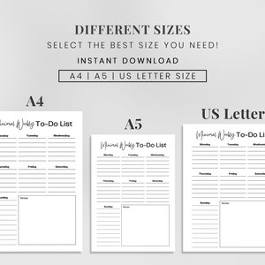 Weekly Planner Pdf, to Do List Template, Daily Checklist, Printable ...