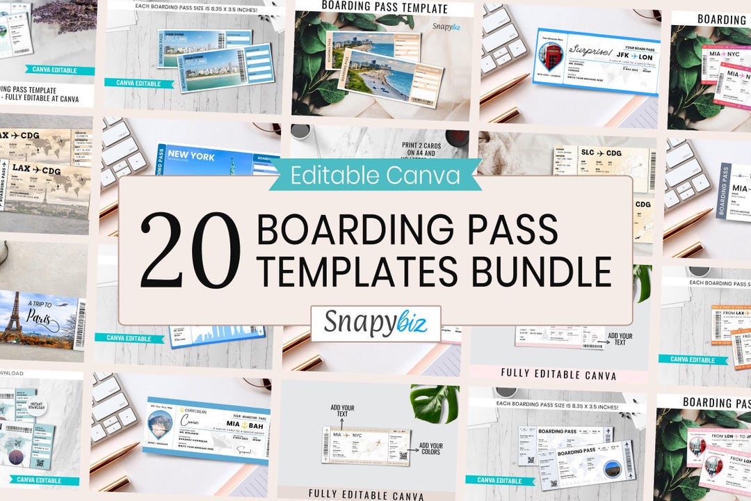 Boarding Pass Templates, Editable Canva Template, Custom Personalized ...