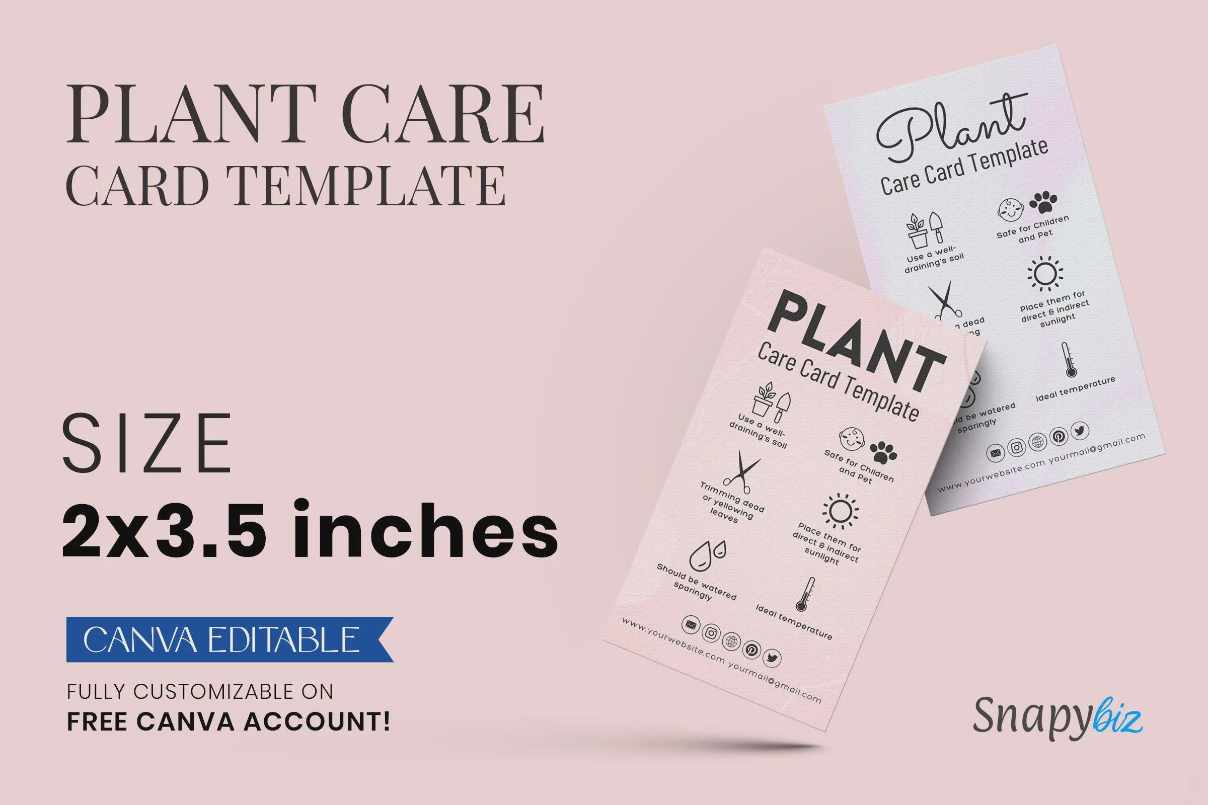 Printable Plant Care Card Canva Editable Template, Custom Garden ...