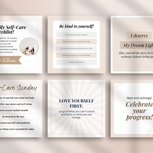 Self Care Templates, Instagram Canva Template, Social Media Content ...