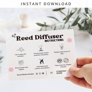Editable Reed Diffuser Care Instructions Template, Printable Reed ...