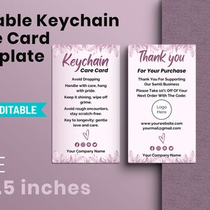 Editable Keychain Care Card Template Printable Keychain Care - Etsy