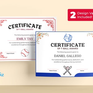 Editable T-ball Award Certificates, Canva Templates, Baseball, Mom ...