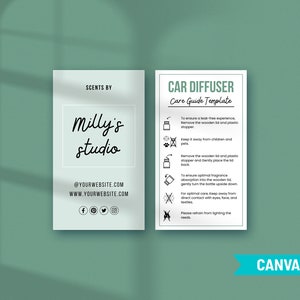 Car Diffuser Care Guide Editable Template, Printable Car Diffuser ...